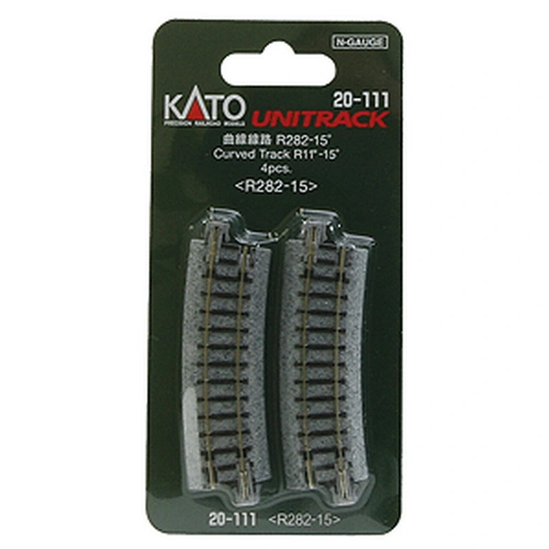 Kato 20111 N Scale UniTrack 282mm 11" Radius Curve 15-Degree (4 Pack ...